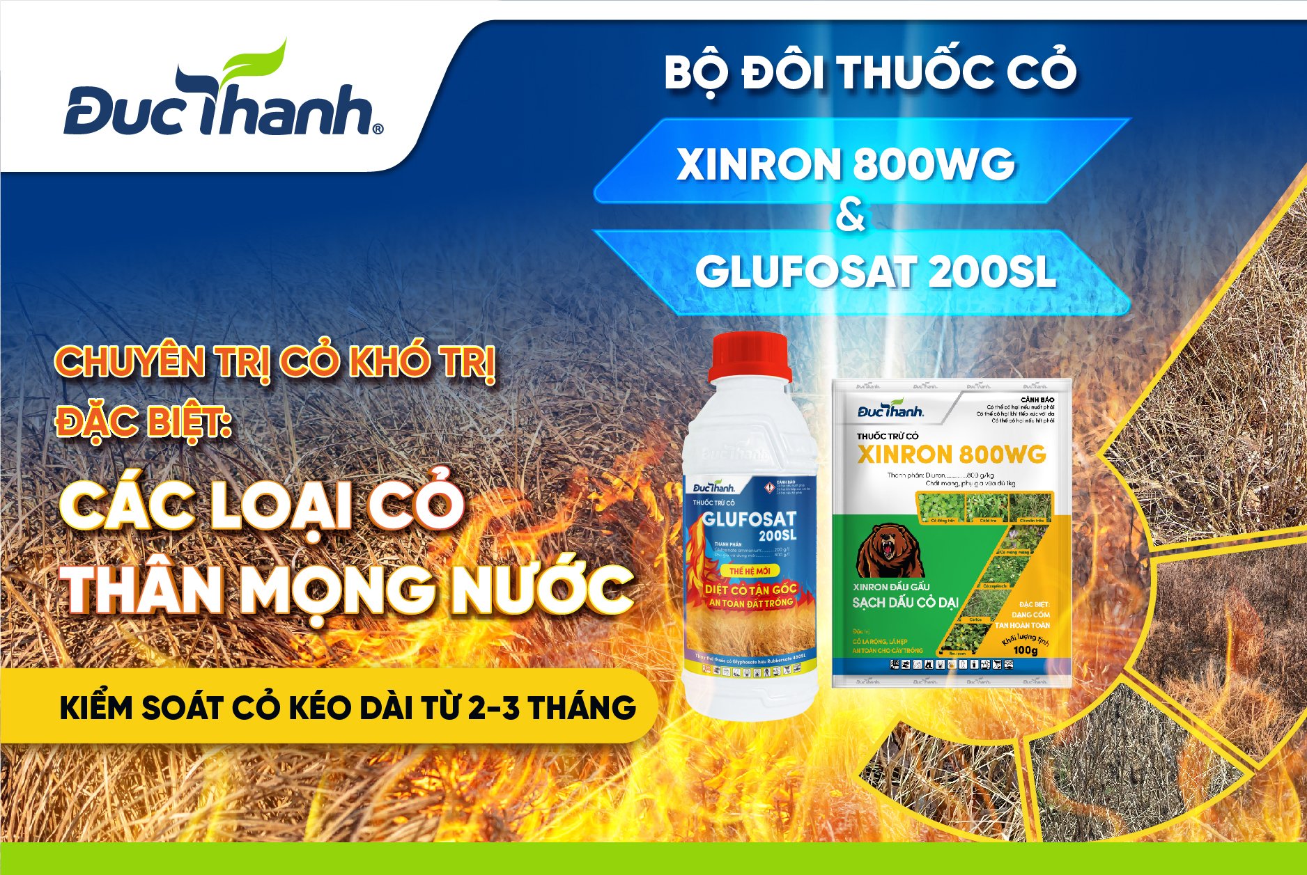 Glufosat 200SL & Xinron 80WG: Bộ đôi khai hoang cỏ thế hệ mới, tiết ...
